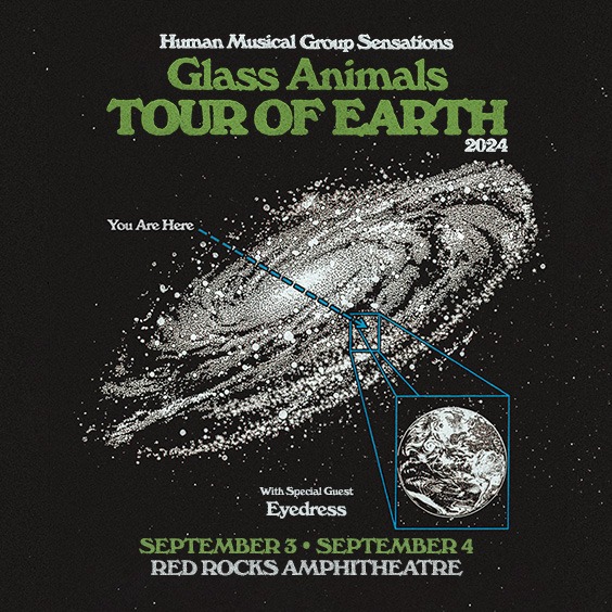 Human Musical Group Sensations GLASS ANIMALS: TOUR OF EARTH Red Rocks ...